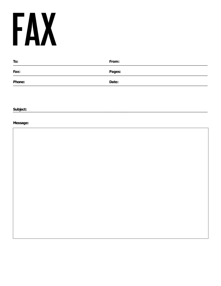 Printable Free Basic Fax Cover Sheet Template [PDF]