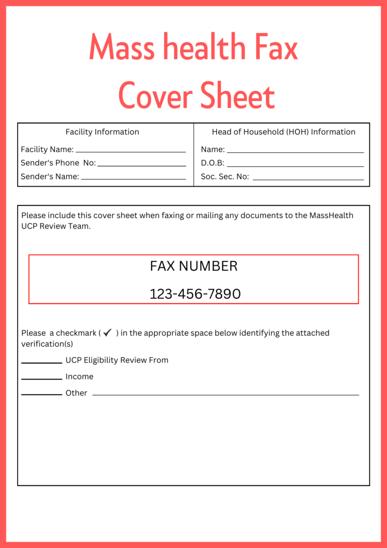 Printable Free Masshealth Fax Cover Sheet Template [PDF]