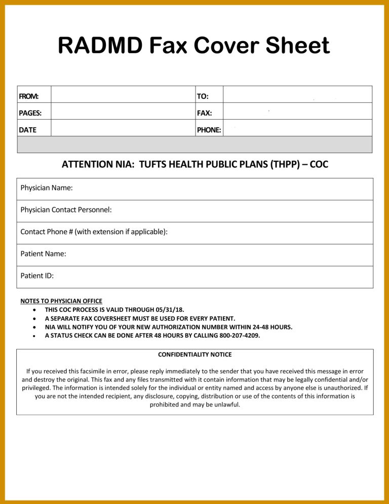 Free Printable RADMD Fax Cover Sheet Template [PDF]